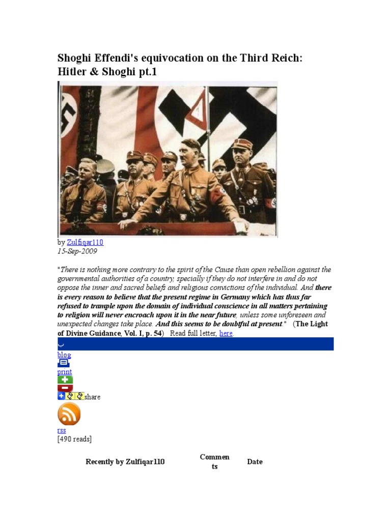 Shoghi Effendi's Equivocation On The Third Reich - Hitler & Shoghi Pt.1 ...
