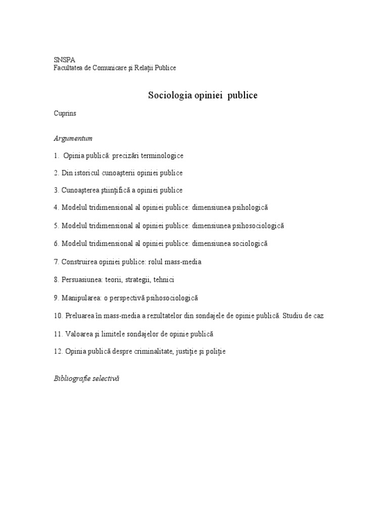 Septimiu Chelcea Opinia Publica | PDF