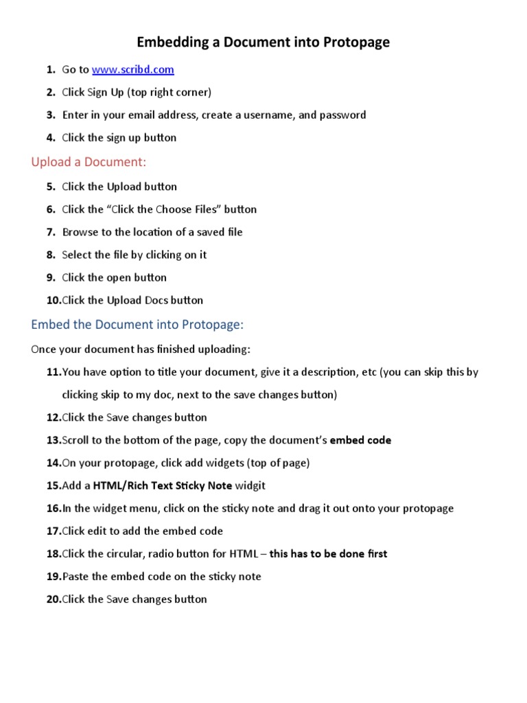 Protopage - Embedding A Document With Scribd | PDF | Career & Growth