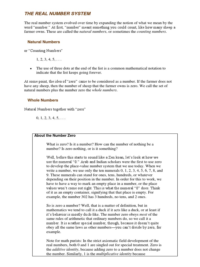 The Real Number System | PDF | Fraction (Mathematics) | Division ...