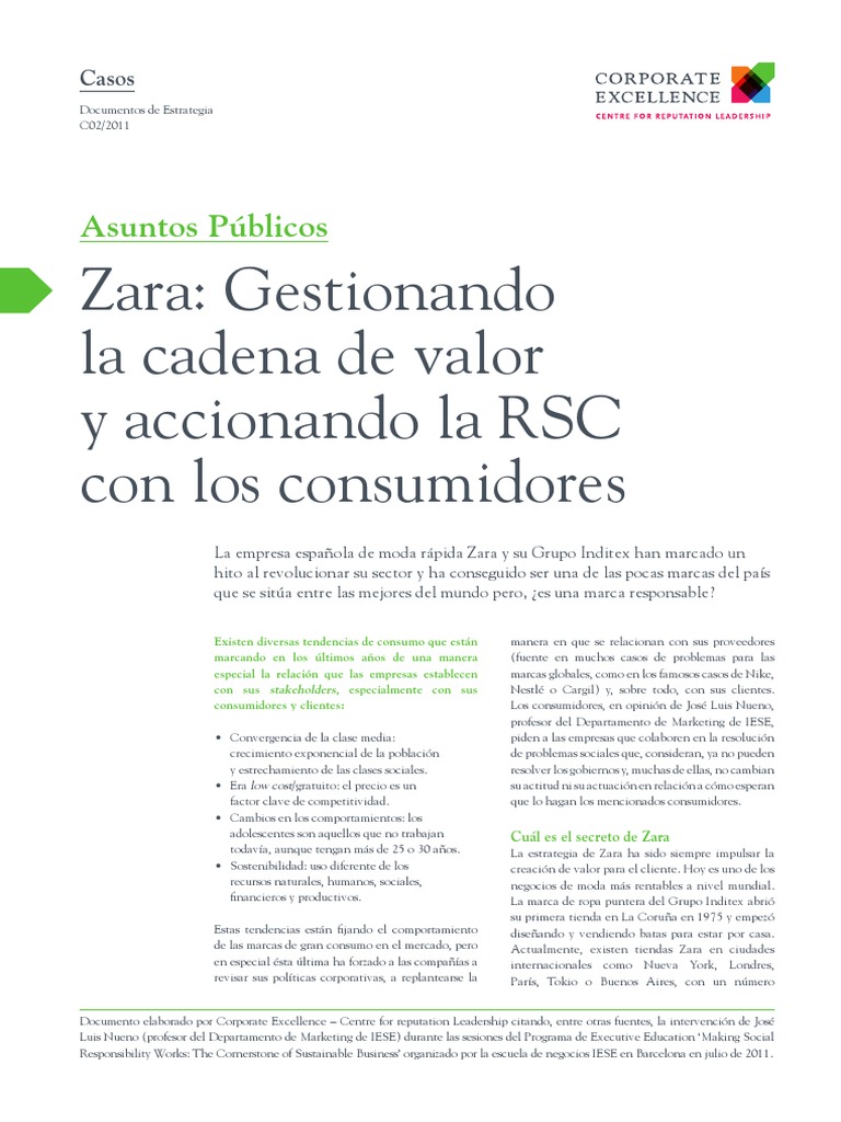 C02 Zara Gestionando La Cadena de Valor y Accionando La RSC Con Los ...