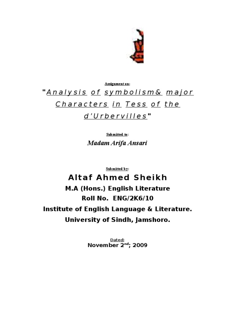Analysis of Symbolism & Major Characters in Tess D'urbivilles | PDF ...