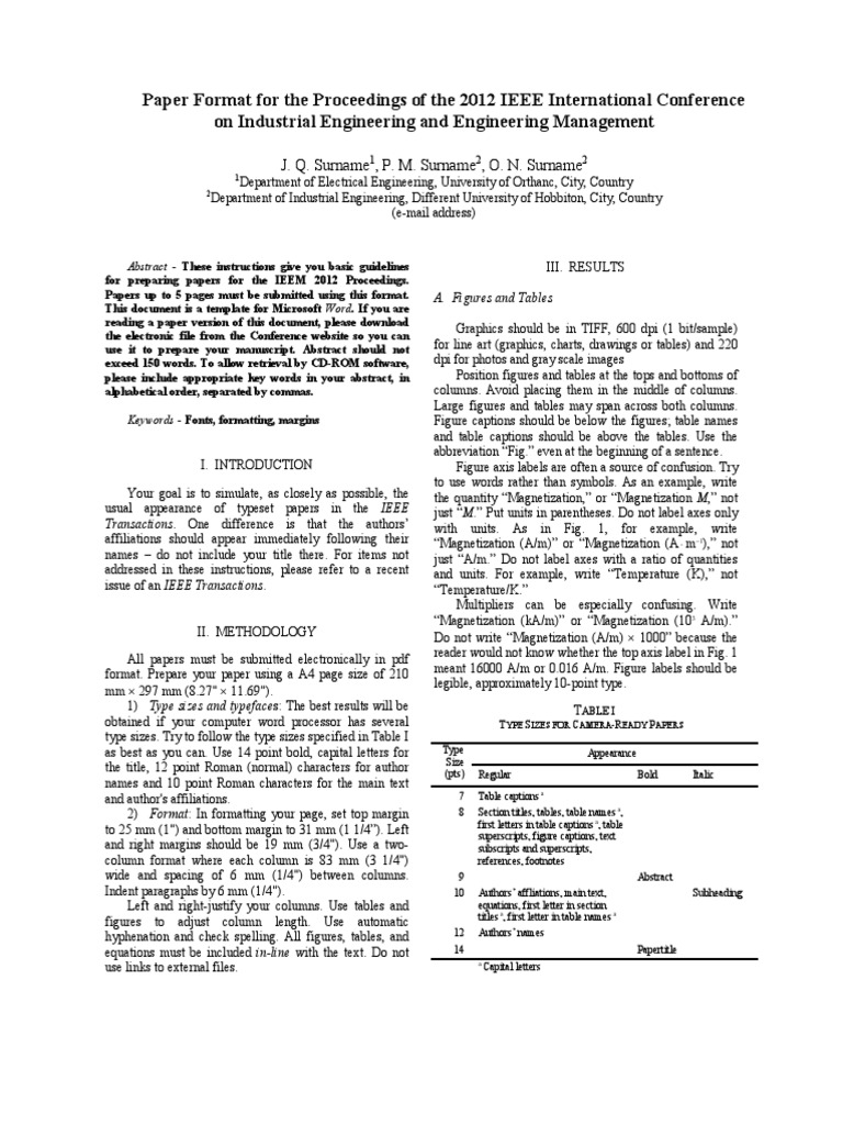 Paper Format For The Proceedings of The 2012 IEEE International Conference On Industrial ...