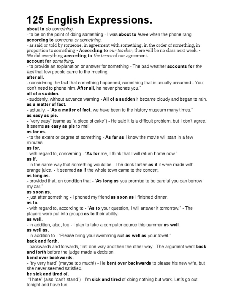 125 English Expressions | PDF
