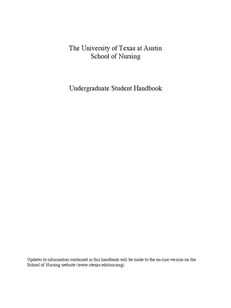 UT Austin Nursing Student Handbook | PDF | Nursing | Bachelor's Degree