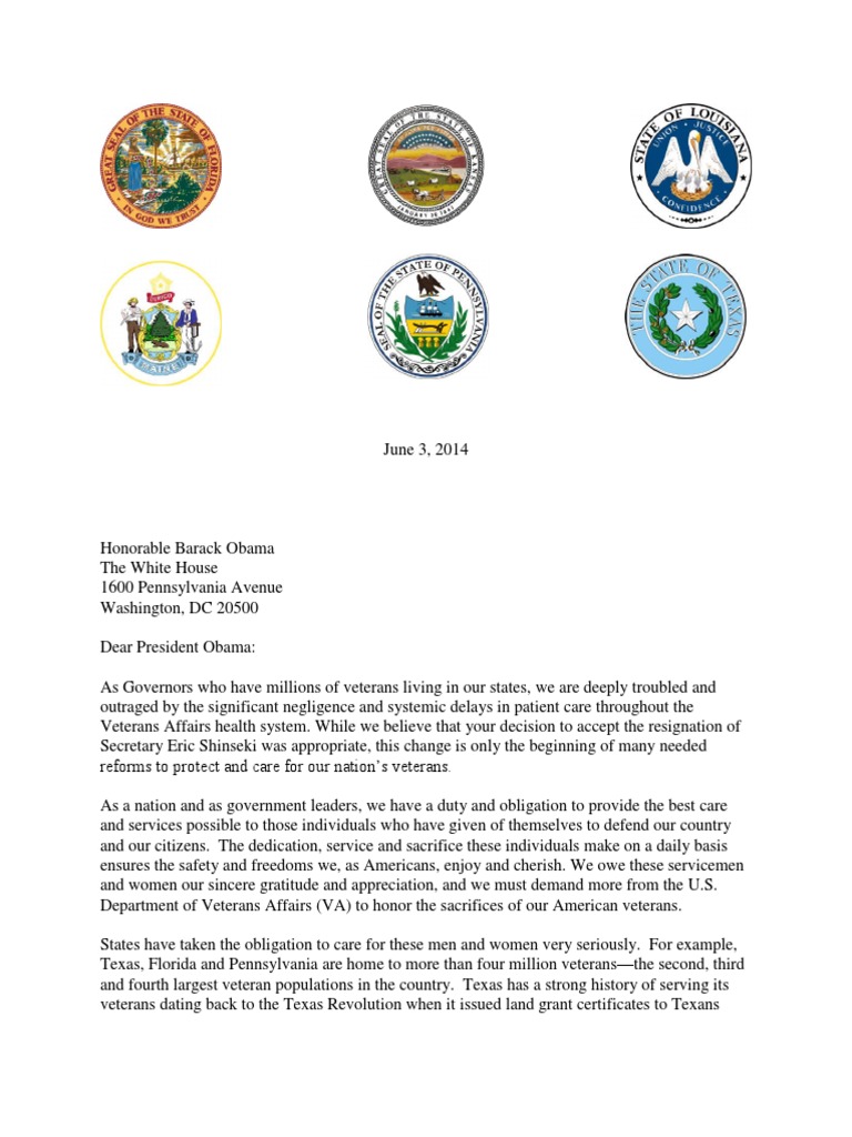 RGA VA Letter To President Obama | PDF | Veterans Health Administration ...
