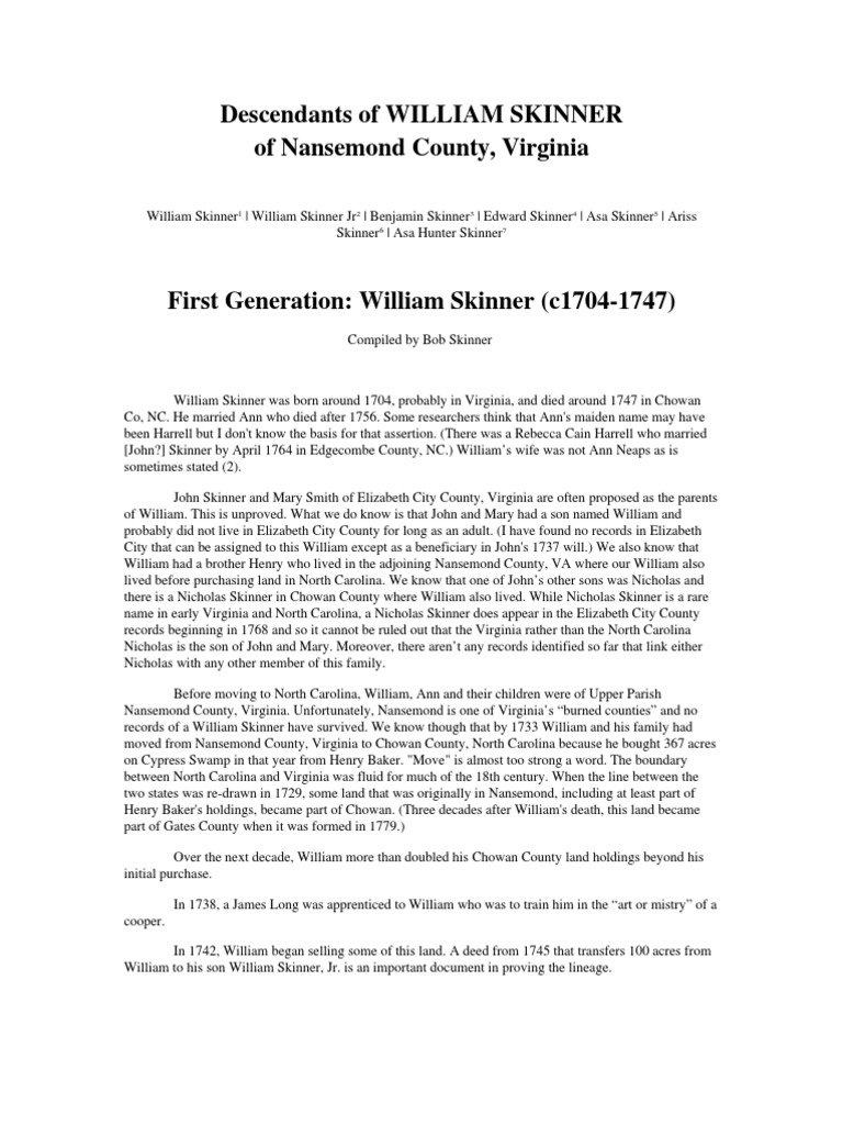 William Skinner: Ancestry and Legacy | PDF