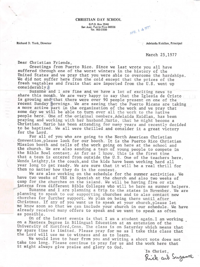 York Rick Suzanne 1977 PuertoRico | PDF | Puerto Rico | Religion And Belief