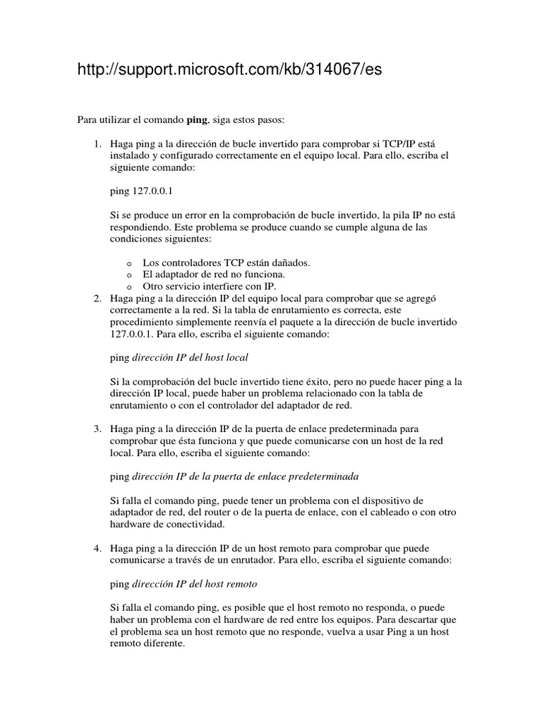 Para Utilizar El Comando Ping | PDF | Protocolos de internet | Enrutador (Computación)