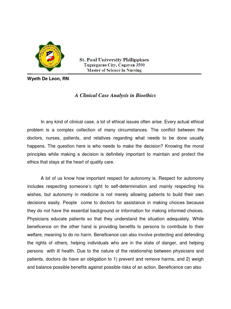 Clinical Case Analysis | PDF | Autonomy | Medical Ethics