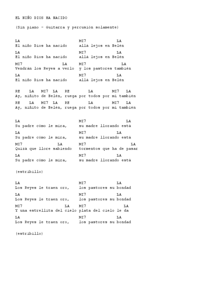Villancico: El Niño Dios en Belén | PDF