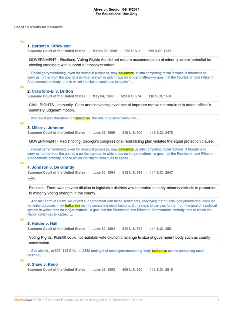Westlaw Search Results On Balkanize, Balkanizing, Balkanization | PDF ...