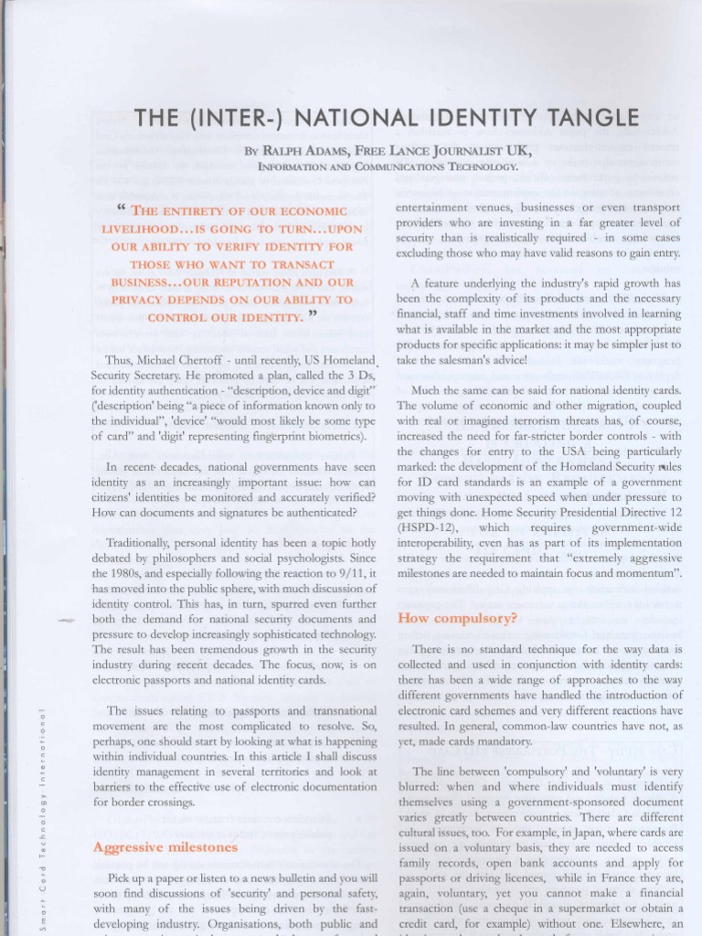 The (Inter) - National Identity Tangle | PDF | Identity Document ...