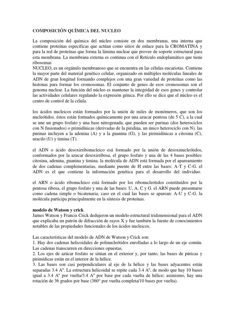 Composición Química Del Nucleo | PDF | Adn | Mutación