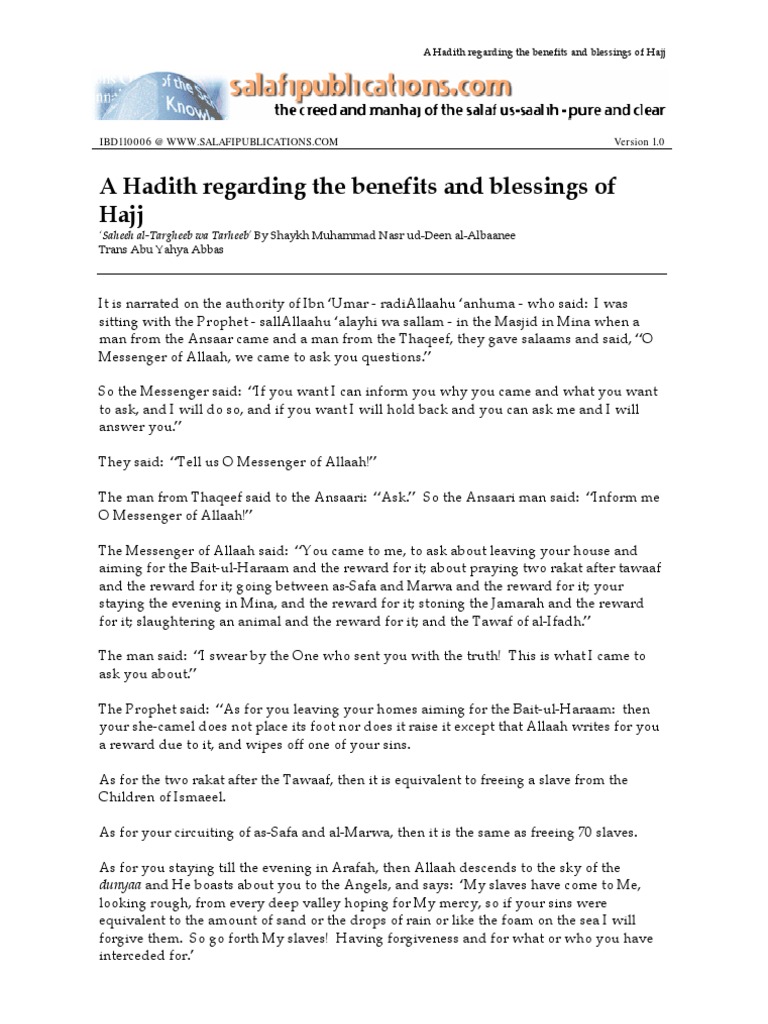 Hadith on Hajj | Prophets And Messengers In Islam | Hadith