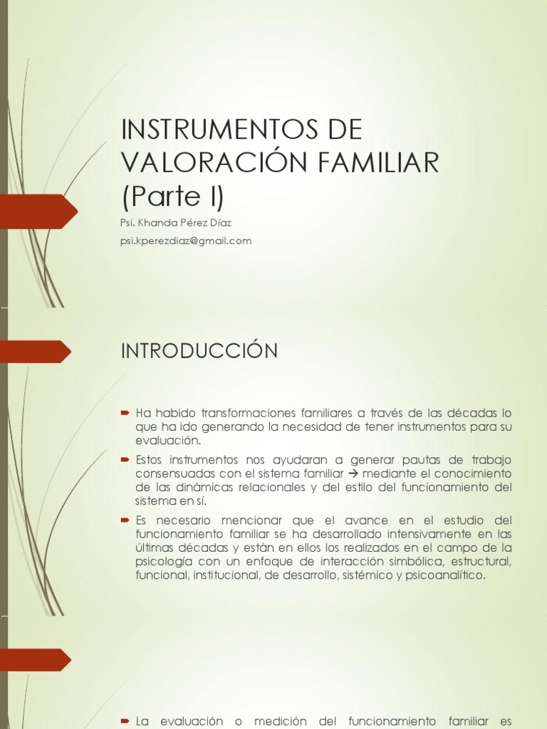 Instrumentos de Valoración Familiar Parte I. | Descargar gratis PDF | Evaluación | Sicología