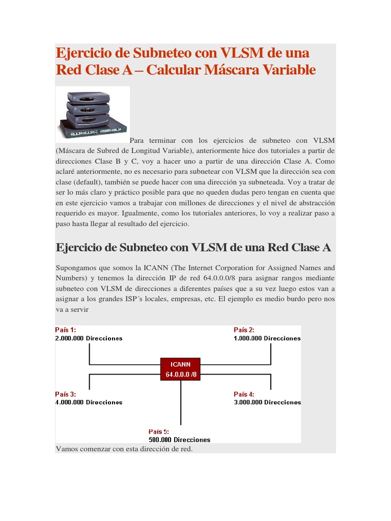 Ejercicio de Subneteo Con VLSM de Una Red Clase A | PDF | Dirección IP ...