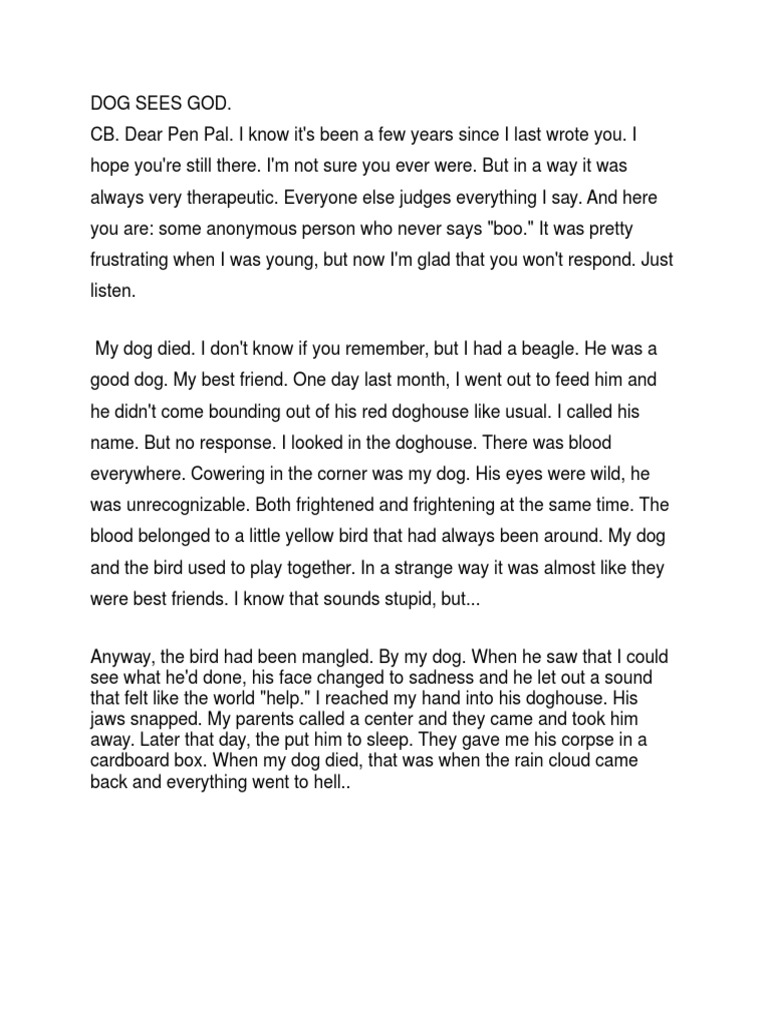 Monologue From Dog Sees God | PDF