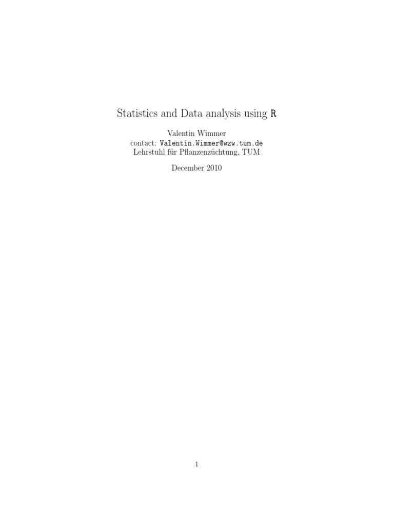 R Handout Statistics and Data Analysis Using R | PDF | Analysis Of Variance | Regression Analysis