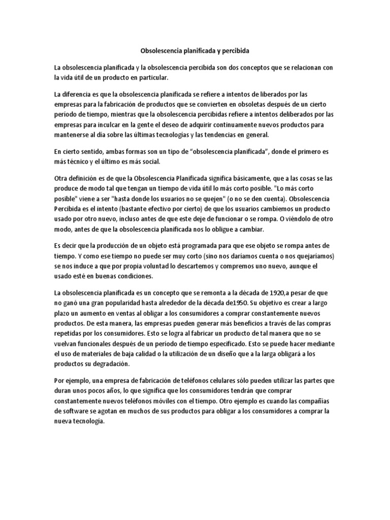Obsolescencia Planificada y Percibida | PDF | Business | Economias