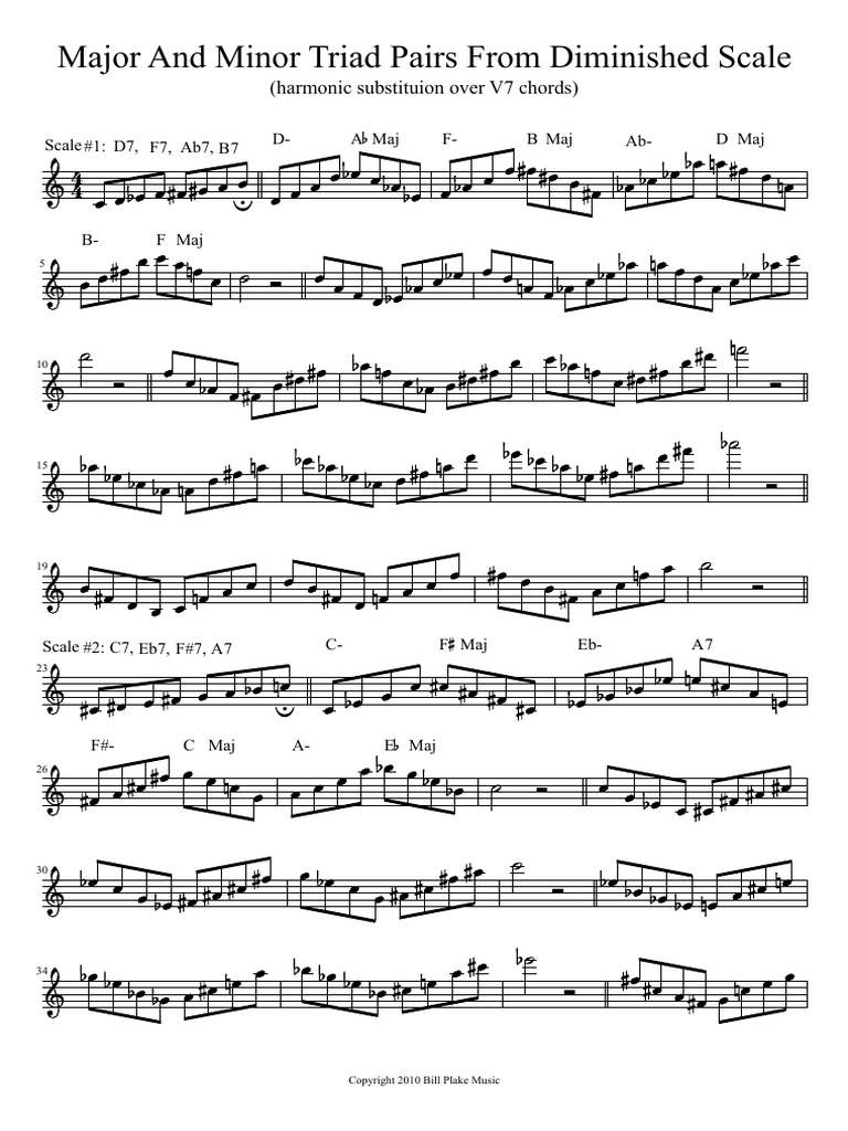 Major and Minor Triad Pairs From Diminished Scale | PDF