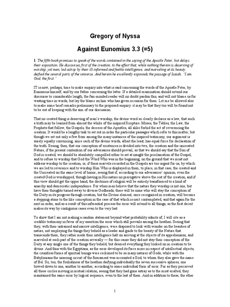 Gregory of Nyssa Against Eunomius 3.3 ( 5) | PDF | Defamation | Jesus