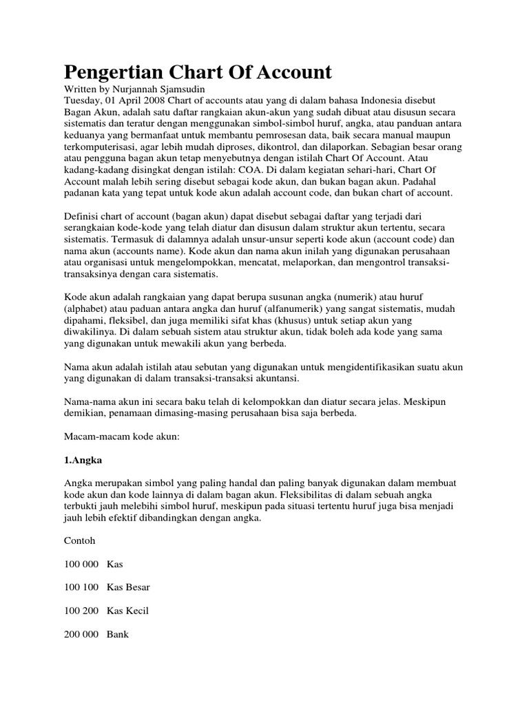 Pengertian Chart of Account | PDF