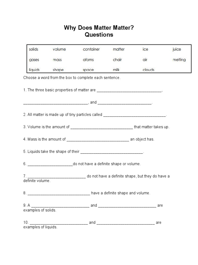 Why Does Matter Matter Questions | PDF