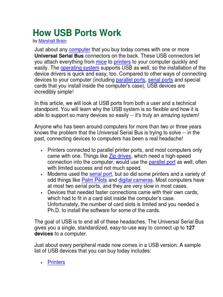 How USB Ports Work | PDF | Usb | Electrical Connector