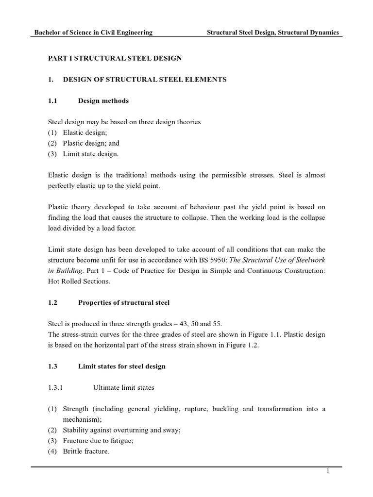 Lecture Notes Structural Steel Design | PDF