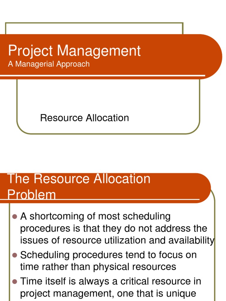 Resource Allocation II | Resource | Scheduling (Production Processes)