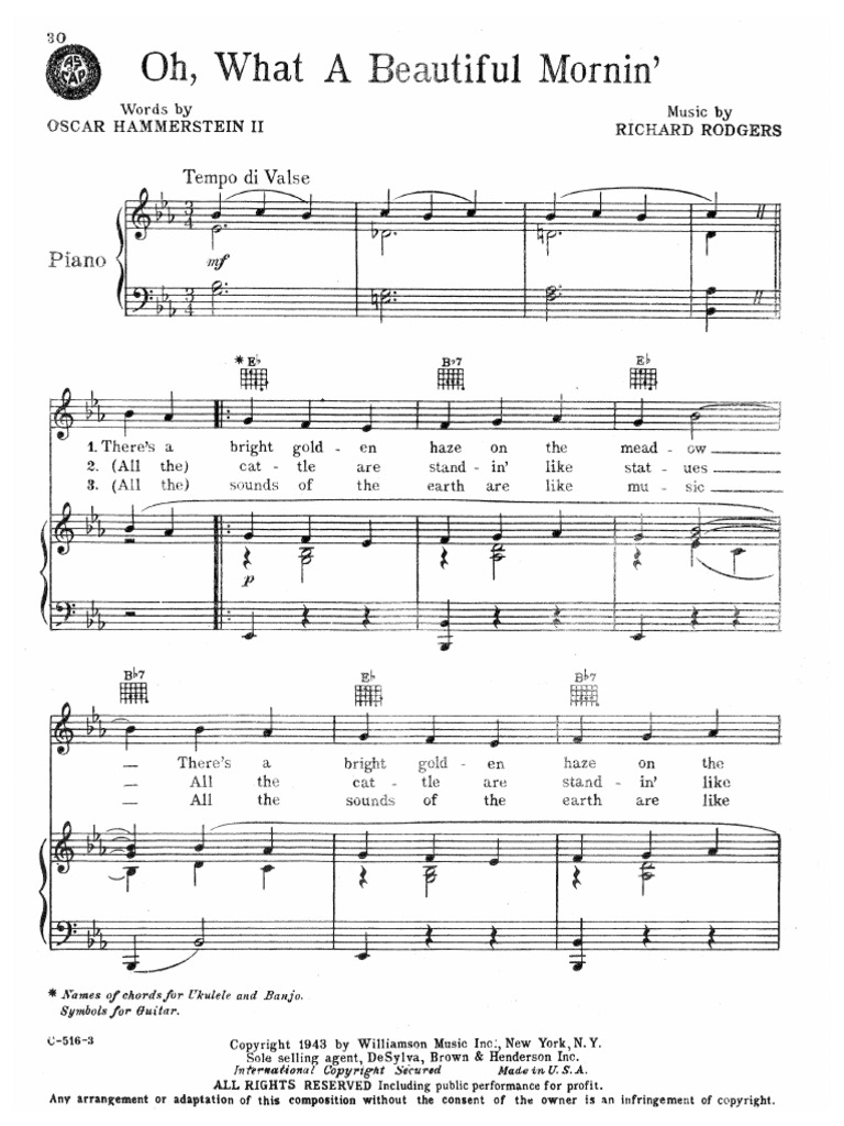 Oh, What A Beautiful Mornin' Vs | PDF