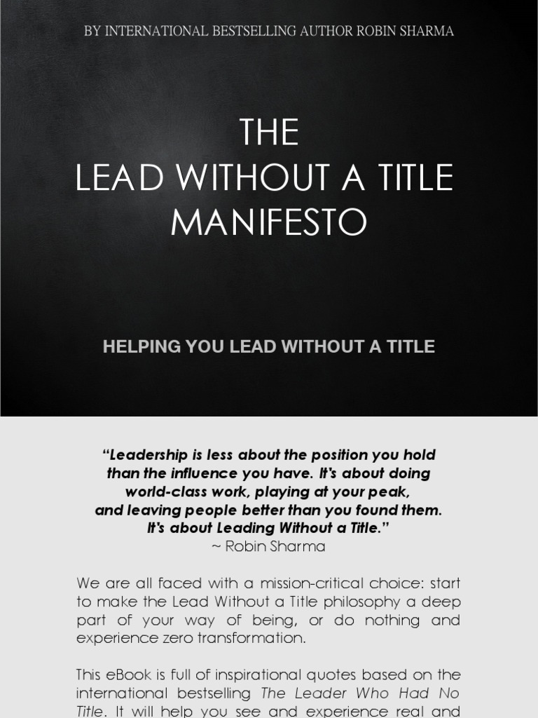 The Leader Without A Title | PDF | Career & Growth | Law