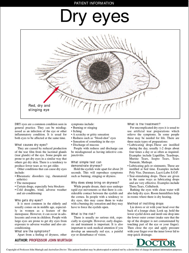 Dry Eyes: Red, Dry and Stinging Eye | PDF | Medical Specialties ...