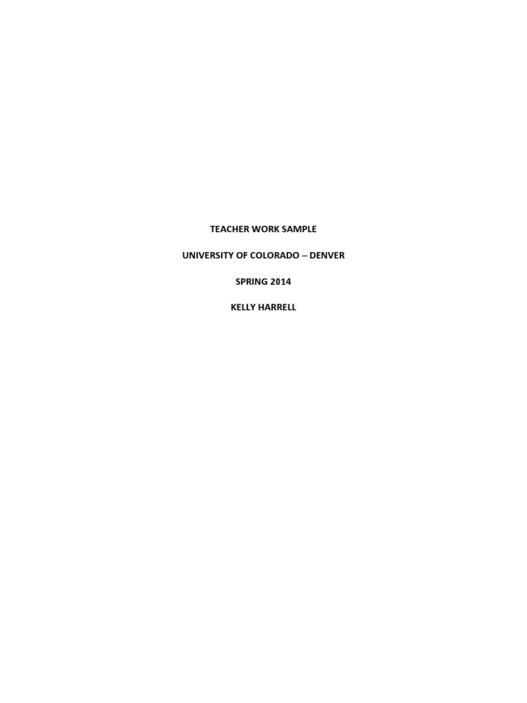 Teacher Work Sample Kelly Harrell | PDF | Literacy | Teachers