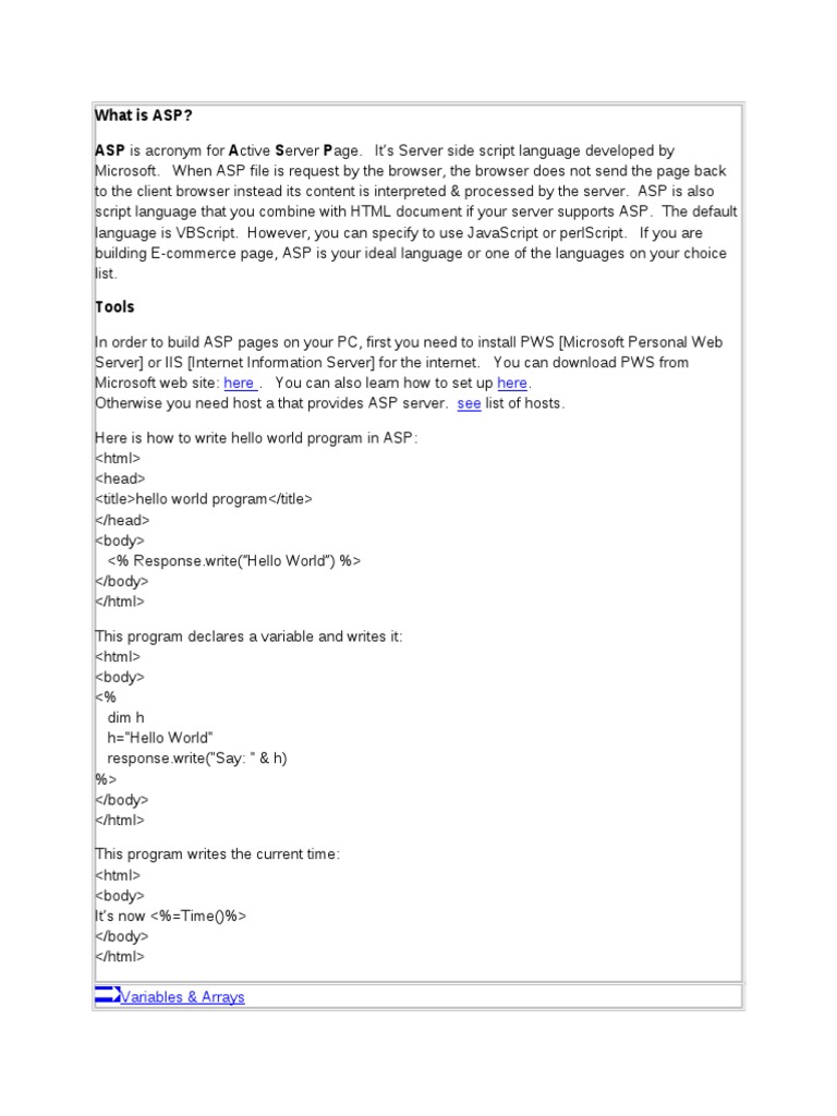 ASP Tutorial | PDF | Active Server Pages | Microsoft Access