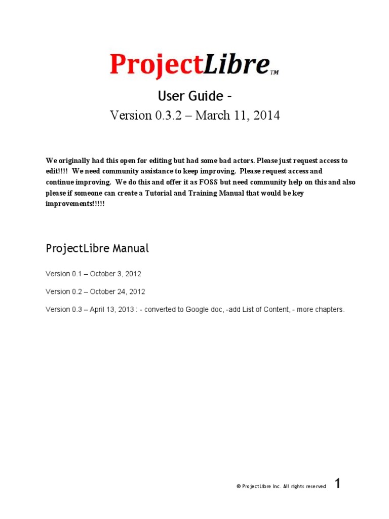 ProjectLibre Doc v0.3 | PDF | Spreadsheet | Computing