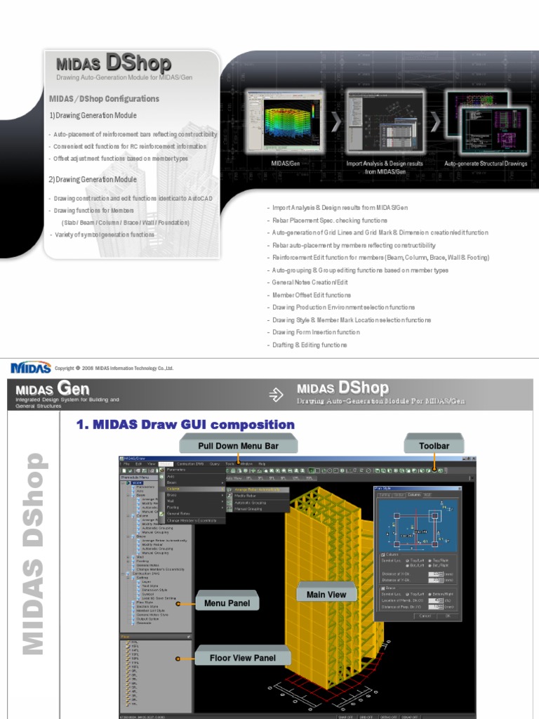 MIDAS DrawingShop | Download Free PDF | Beam (Structure) | Column