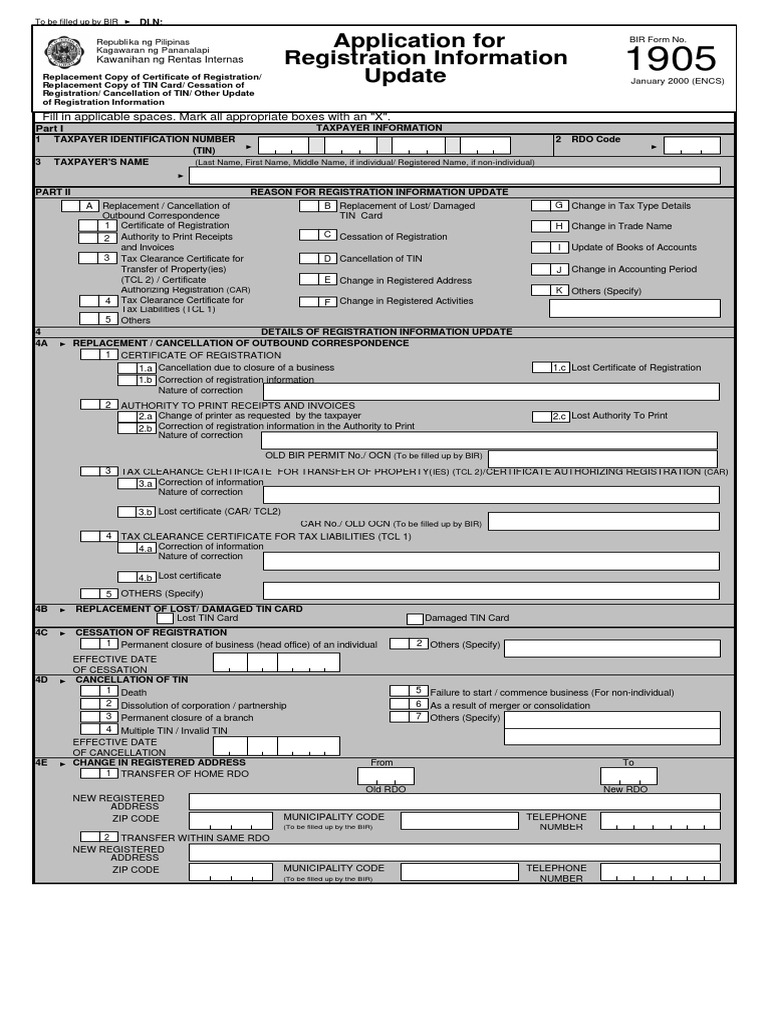 Bir Form 1905 | PDF