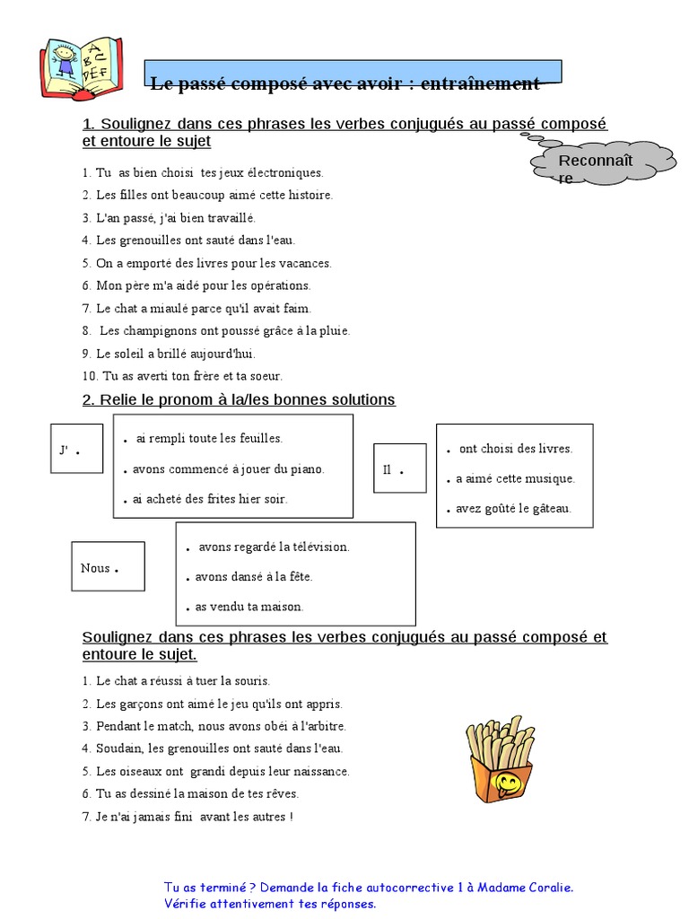 Entraînement passé composé avec avoir | PDF
