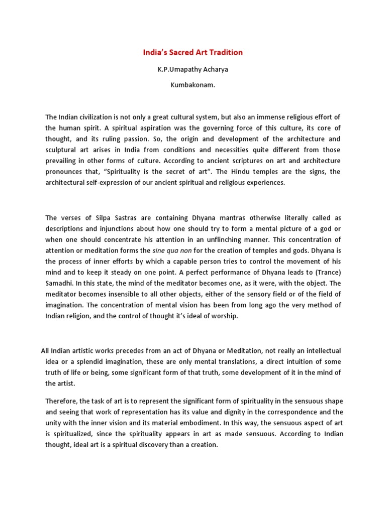 Indian Art Tradition | PDF | Spirituality | Meditation