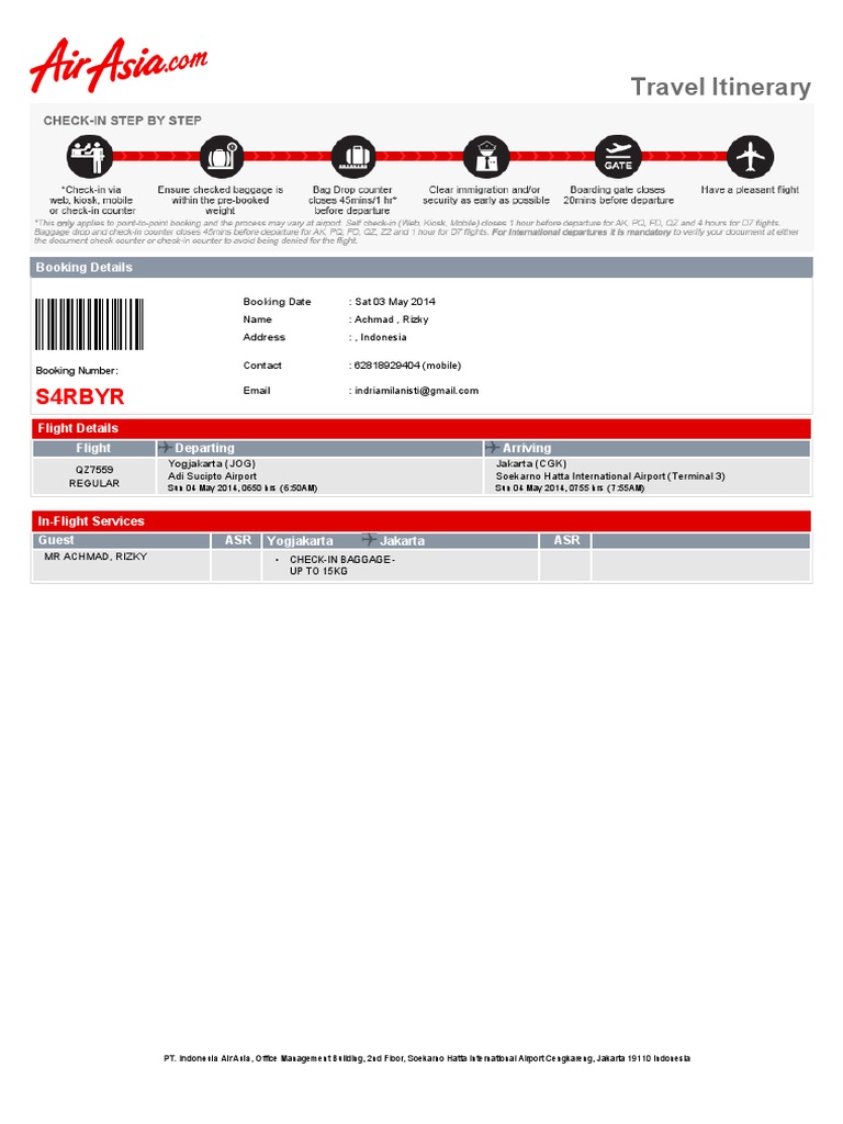 Sample Ticket Air Asia Indonesia