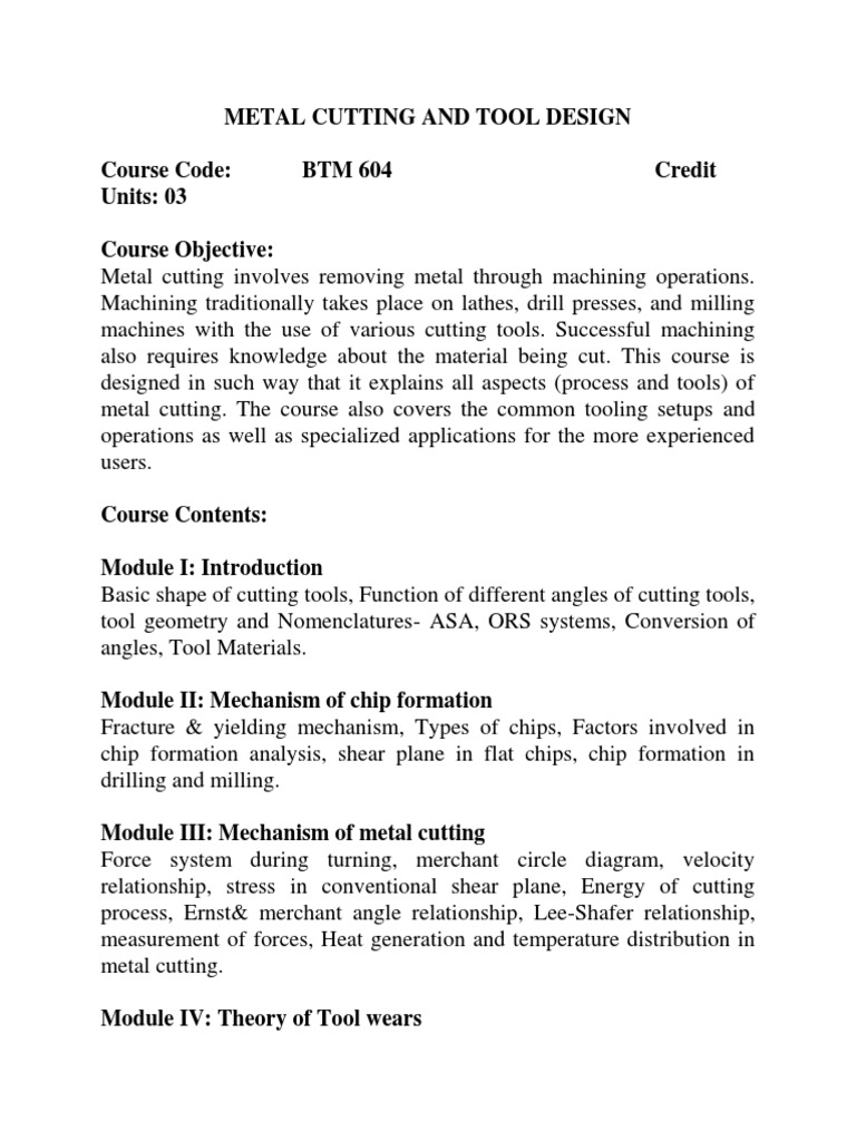 Metal Cutting and Tool Design | PDF | Machining | Wear