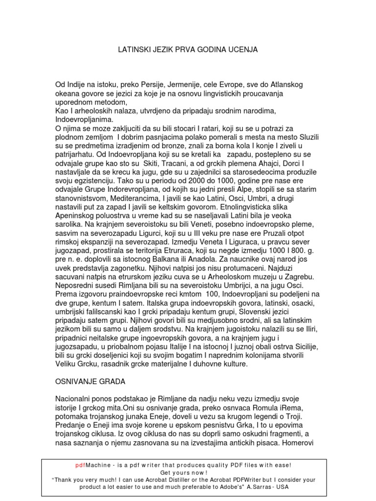 Latinski Jezik 1 | PDF