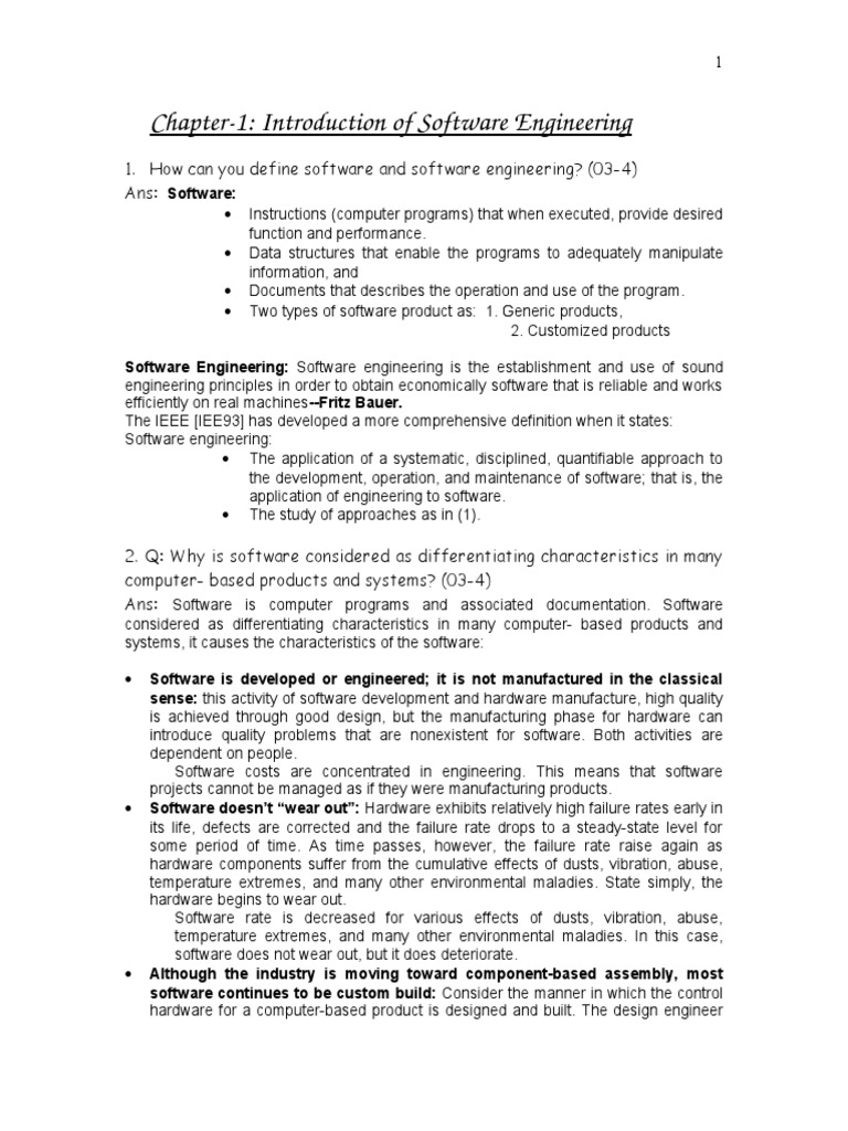 Chapter 1: Introduction of Software Engineering | PDF | Software Design ...