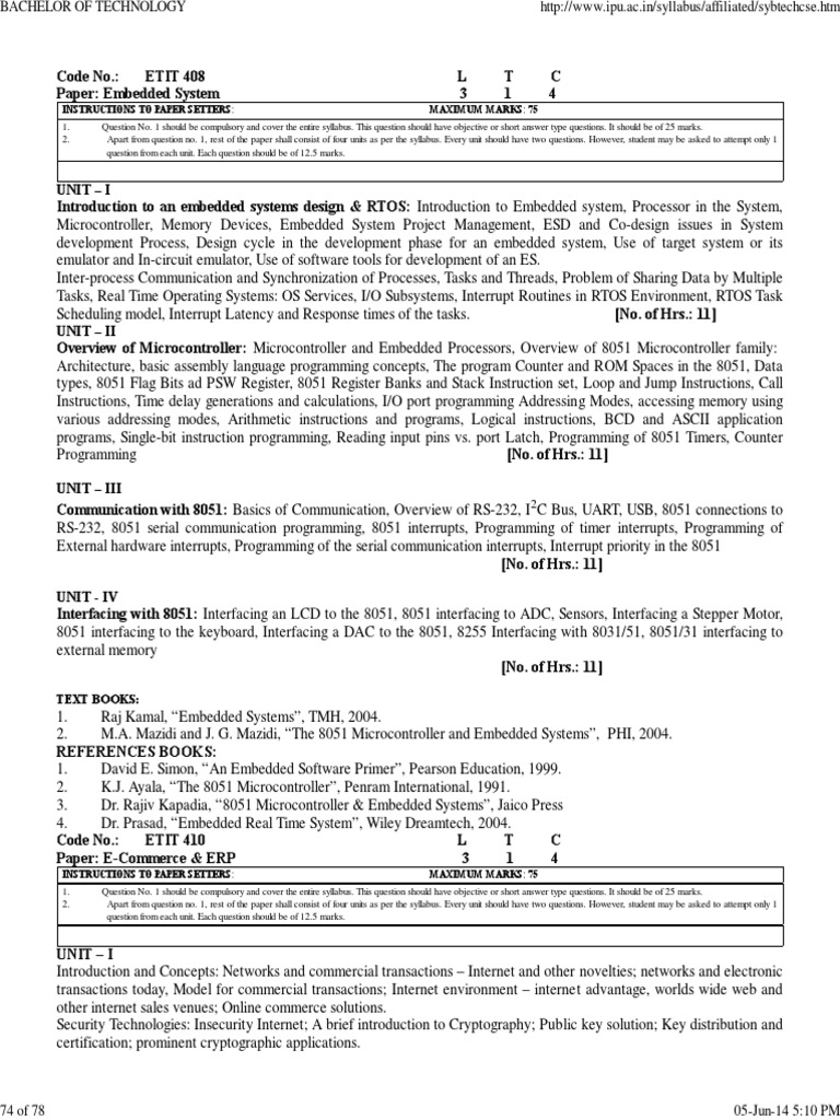 Embedded System Syllabus | Download Free PDF | Embedded System ...