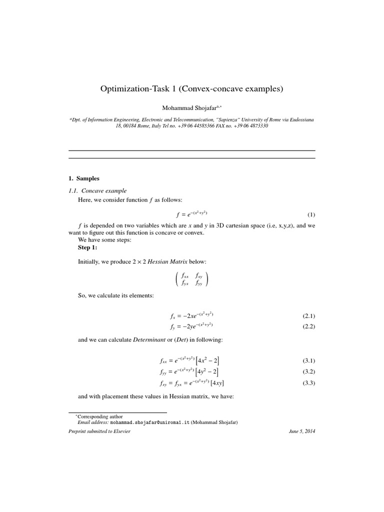 Optimization Convex Concave Example | PDF | Determinant | Matrix (Mathematics)