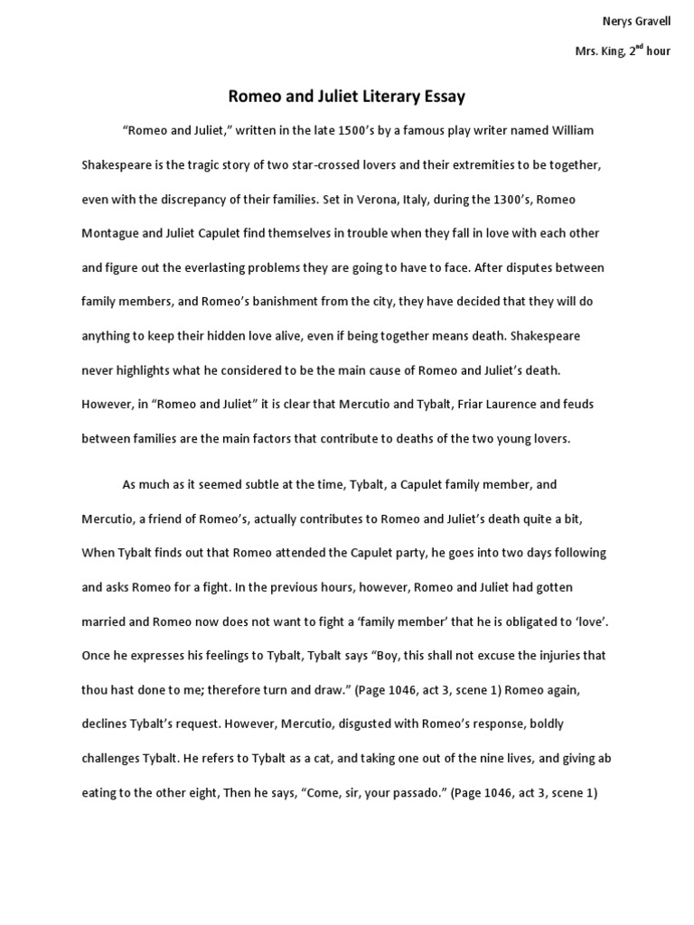 romeo and juliet literary essay | Characters In Romeo And Juliet ...