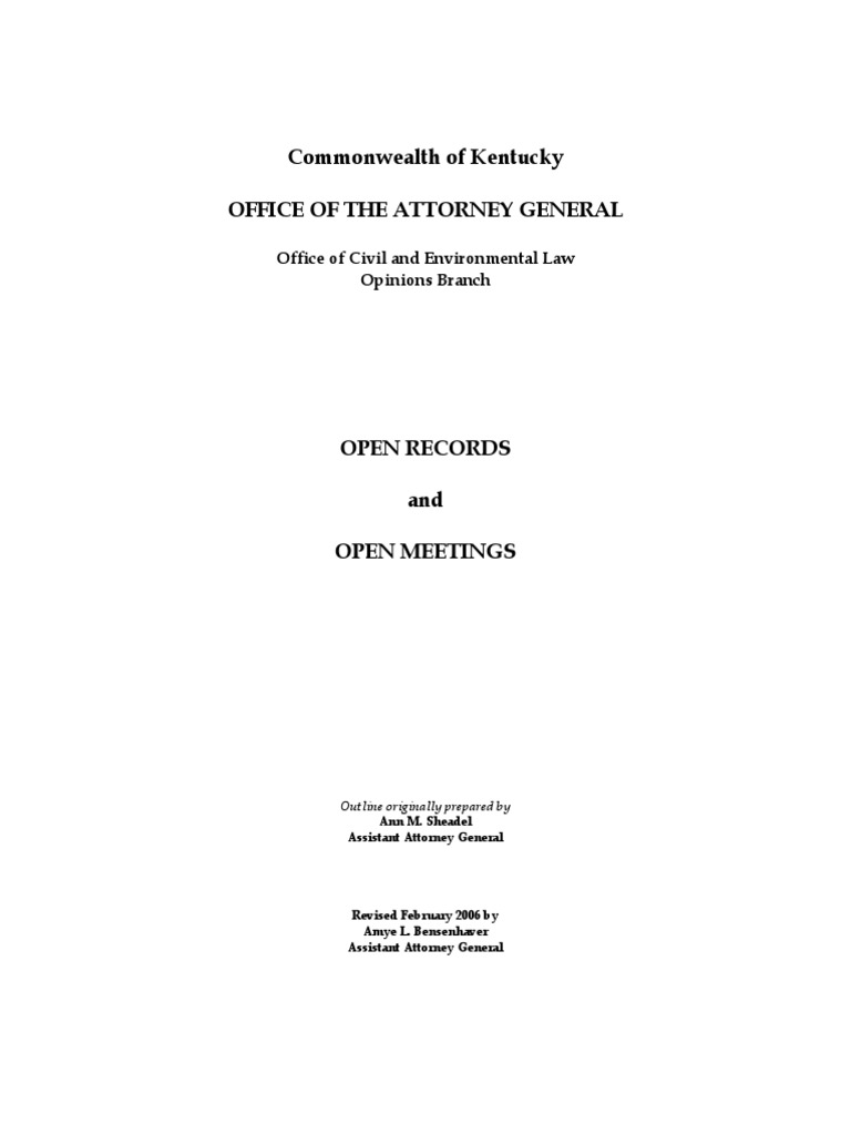 Kentucky Open Records Act | PDF | File Format | Discovery (Law)