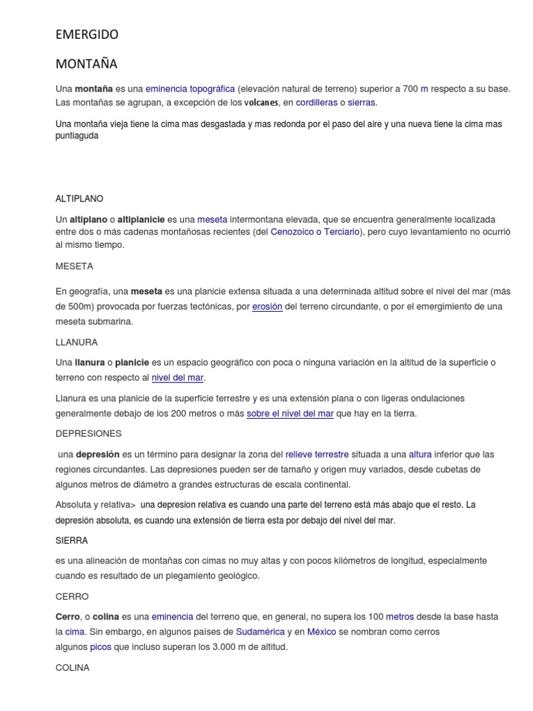 Tipos de Relieves Terrestres y Submarinos | PDF | Duna | Montañas